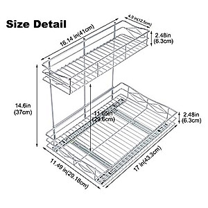 TQVAI Pull Out Under Sink Cabinet Organizer 2 Tier Slide Wire Shelf Basket - 11.49W x 17D x 14H - Request at Least 12 inch Cabinet Opening