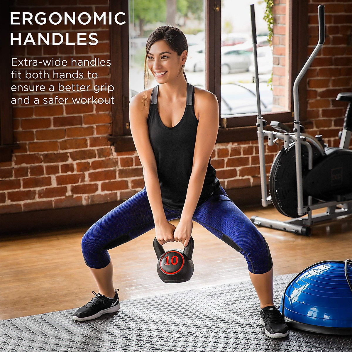 Best Choice Products 3-Piece Kettlebell Set with Storage Rack, HDPE Coated Exercise Fitness Concrete Weights for Home Gym, Strength Training, HIIT Workout 5lb, 10lb, 15lb