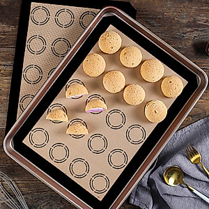 Silicone Baking Mat 3 Pieces, With 7.9 inch Pizza Spatula, Non-Stick Mat is Used to Make Baking Mats for Biscuits, Bread, Pizza, Macaroon and Various Pastries.