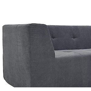 GoDoco L-Shape Modular High Density Foam Sponge Floor Sofa Couch, Upholstered Cloud Couch with Recliner、 Sectional Corner Sofa with Flexible Combinations (Dark Grey+Chenille, Style A)