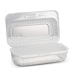 MT Products Clear Plastic Square Hinged Food Container, 5" Length x 5" Width x 2.75" Depth (40 Pieces) and Aluminum Foil 9 in x 13 Pans Half Size Medium 40 Gauge Table Tin Pans (25 Pieces)