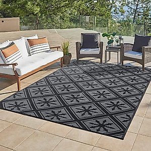 Blytieor 8x10 ft Waterproof Outdoor Rugs, Portable Lightable Plastic Straw RV Rug Floor Mat Area Rugs for Patio,Backyard, Camping