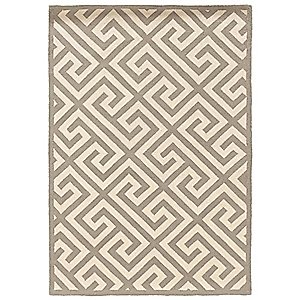 Riverbay Furniture 8' x 10' Hand Hooked Key Wool Rug in Gray