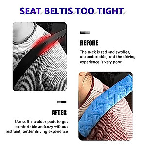 Kewucn Car Seat Belt Pads, 2 Pake Soft Comfort Seat Belt Shoulder Strap Covers Harness Pad to Protect Your Neck and Shoulder, Universal Vehicle Interior Accessories for Most Cars (Blue)