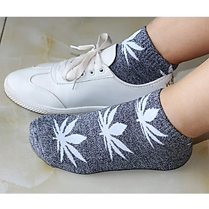 5 Pairs Unisex Marijuana Weed Leaf Boat Warm Cotton Socks US 5-9.5 (M, 4th Match)