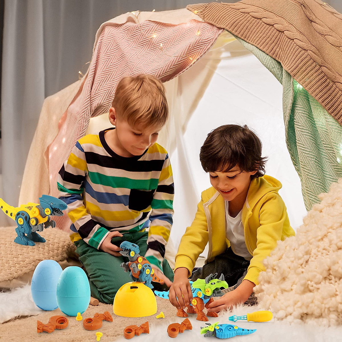 Yutin Take Apart Dinosaur Toys, Easter Egg Toy, STEM Construction Building Kits for Kids, Toddler Dino Gift for 3 4 5 6 7 Year Old Boys