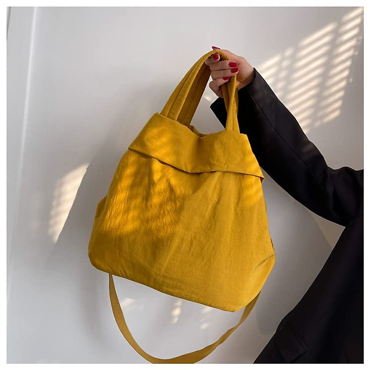 HACODAN Fairy Grunge Aesthetic Tote Bag Boho Canvas Crossbody Bag, Men Women Girls Harajuku Shoulder Bag Large Handbag (Yellow)