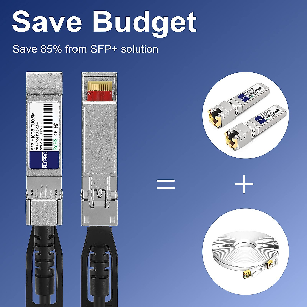 FLYPROFiber- 0.5m(1.6ft) SFP+ Cable, 10G DAC Cable, SFP to SFP Twinax Passive Cable for Cisco SFP-H10GB-CU0.5M, Ubiquiti, Netgear, Mikrotik, Supermicro | Length Options: 0.5m-7m