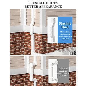 WEETALL 4'' 16 Ft Mini Split Line Set Cover with Flexible Pipe, Upgrade PP Heat-Resistant & Paintable, Central AC and Heat Pumps-Full Set, No Other Parts Needed