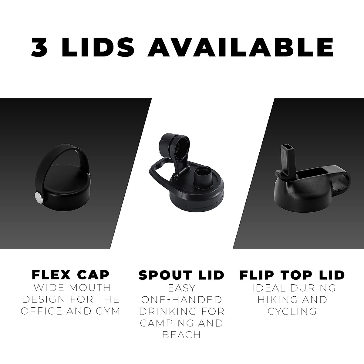 Good Life Balance Sports Water Bottle - 32oz, 3 Lids, Vacuum Insulated Stainless Steel, Keeps Liquids Hot or Cold with Double Wall Vacuum Insulated, Simple Thermo Mug, Metal Canteen, Sweat Proof