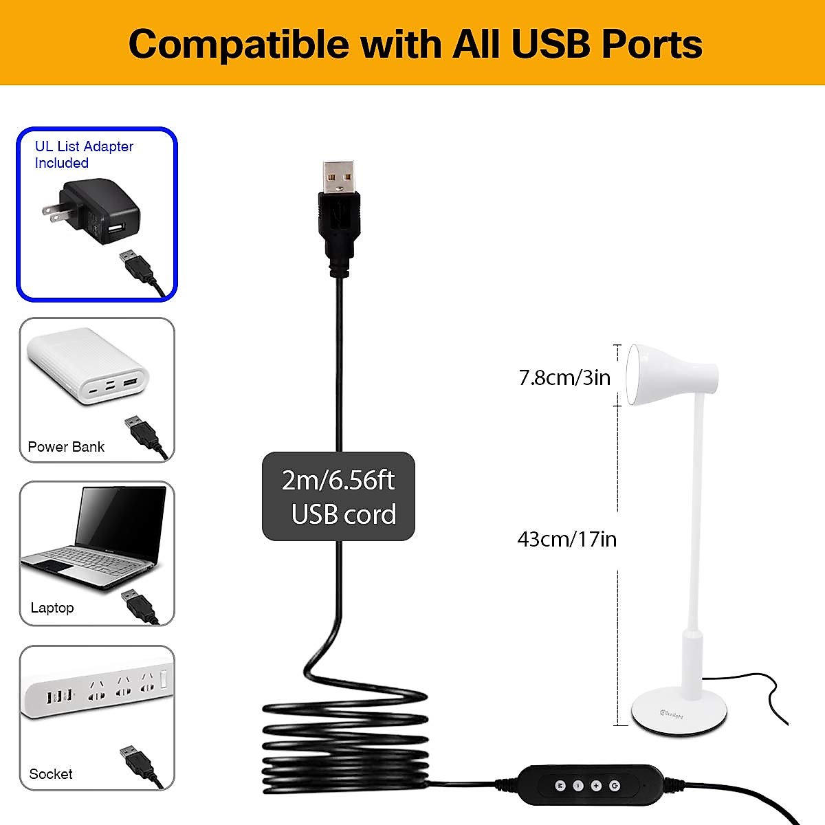 CeSunlight LED Desk Lamp, 3 Lighting Modes and 6 Brightness Levels, 10W Flexible Gooseneck Table Lamp for Living Room and Study, Remote Control with Timing Function, AC Adapter Included (White)