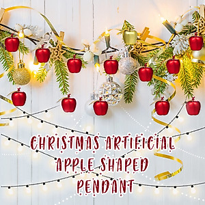 24Pcs Christmas Apples Ornaments Shatterproof Baubles Apple Shaped Hanging Ornaments Mini Apples Ball for Xmas Holiday Festival Christmas Tree Decorations Red
