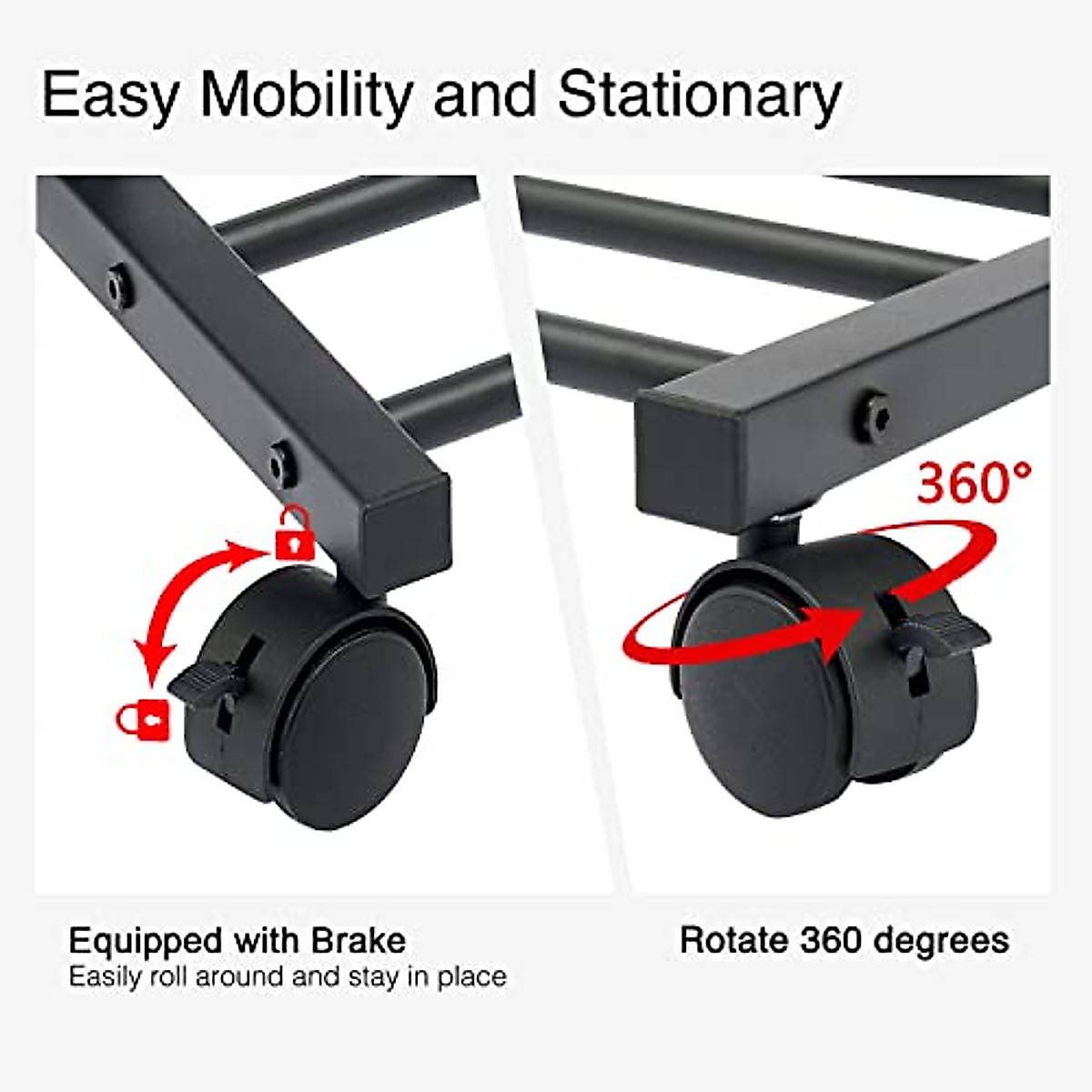 Hoctieon Double Rod Garment Rack,Clothes Rack on Wheels,Portable Clothing Racks for Hanging Clothes,Closet Hanger Rack with Shelves Black