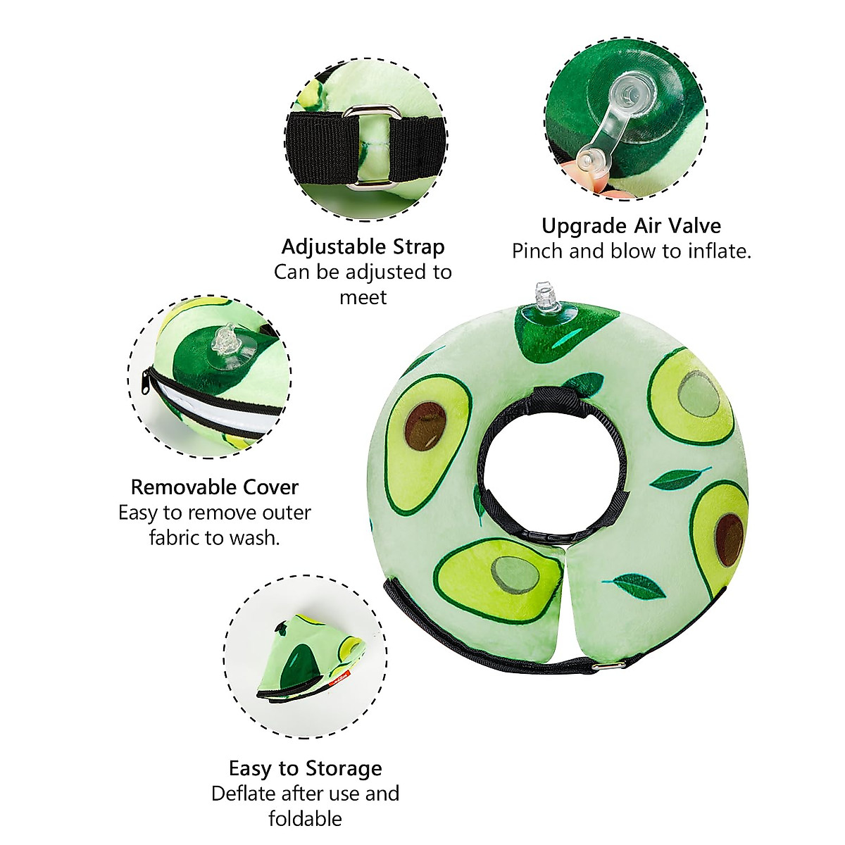 Dog Cone Collar for Small Medium Large Dogs for After Surgery, Pet Inflatable Neck Donut Collar Soft Protective Recovery Cone for Dogs and Cats - Alternative E Collar Does Not Block Vision - Green,L