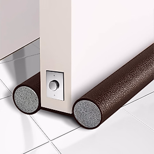 C CELAINER Door Draft Stopper, Under Door Noise Blocker, Sound Light Air Proof Sealer for Bottom of Door, Adjustable Soundproof Insulation Strip Doors Draft Guard 37 inch, Coffee