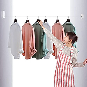 Adkyop Retractable Clothesline Indoor Outdoor Clothes Line Retractable Laundry Line Indoor Heavy Duty Portable Clothes Drying Laundry Line for Home hotel Room (Stainless Steel Clothesline-14 Feet)