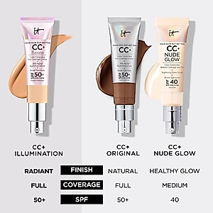 IT Cosmetics Your Skin But Better CC+ Cream Illumination, Neutral Medium (N) - Color Correcting Cream, Full-Coverage Foundation, Hydrating Serum & SPF 50+ Sunscreen - Radiant Finish - 1.08 fl oz
