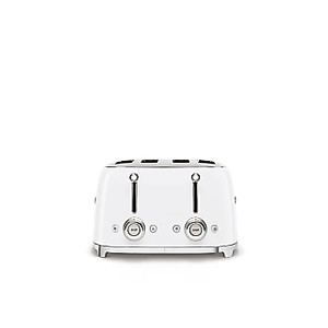 Smeg 50's Style Retro Aesthetic 4 Slice Toaster 6 Presets Extra Wide Slots White TSF03WHUS