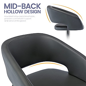 Vogue Furniture Direct Adjustable Bar Stool with Hollow Back and Arms, Modern PU Leather Swivel Barstool, Airlift Counter Height Bar Chair for Kitchen Dining Room (Grey)