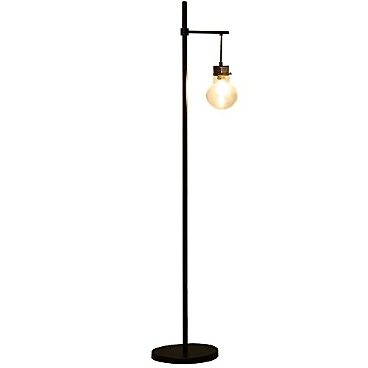 SKY FORTUNE Industrial Floor Lamp with Bulb,Metal Standing Lamp, E26 Socket, On/Off Footswitch, Modern Minimalist Floor Lamp for Bedroom, Living Room,Office,Black