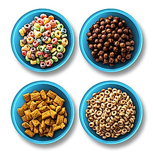 Bakerpan Silicone Toddler Feeding Bowl with Lid for Food and Snacks On The GO (Blue)