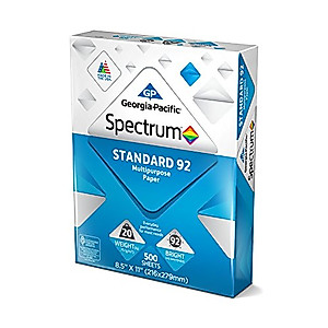 Georgia-Pacific Spectrum Standard 92 Multipurpose Paper, 8.5 x 11 Inches, 1 box of 3 packs (1500 Sheets) (998606)