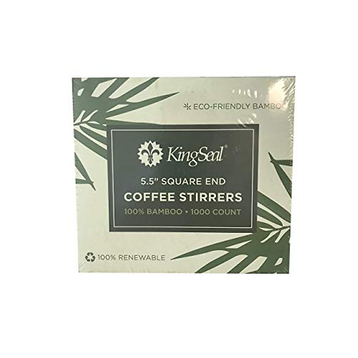 KingSeal Bamboo Coffee Stir Sticks, 5.5 inches, Square End, Stronger and Thicker Than Standard Wood, 100% Renewable and Biodegradable - 1 Box of 1000 Stirrers