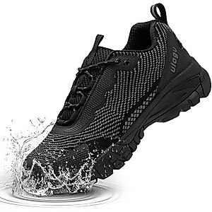 Hiking Shoes for Men Waterproof Lightweight Non Slip Comfortable Breathable Work Walking Trekking Trails Rain Outdoor Ankle Boots impermeable antideslizantes Zapatos de senderismo para Hombre Black