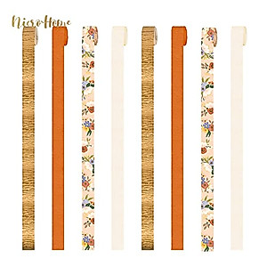 NICROHOME Wedding Party Decorations, 8 Rolls Retro Orange Flower Pattern Crepe Paper Streamers for a Boho/Floral Theme, Rustic Wedding, Engagement, Bridal Shower, Baby Showers, Birthday
