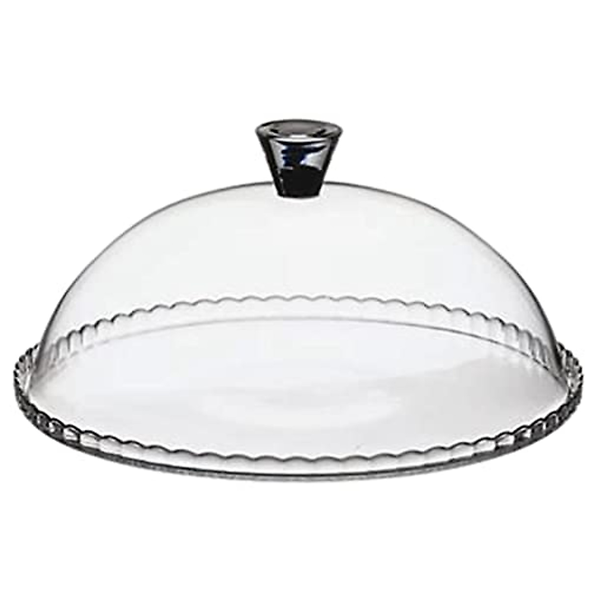 Glass Cake Stand with Dome - Footed Glass Service Plate, Large Size (12 inch), Footed Cake Plate Wıth Dome, Multifunctional Serving Platter, Durable Glass