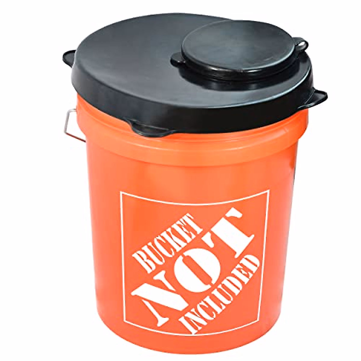 Skywin Storage Lid with Easy Pour Spout for Bucket - Weather-Resistant Rubber Black Lid with Easy Pour Spout - Multi-Purpose Wood Pellet Storage Containers, Bird Seed Container, Lump Charcoal Storage, or Pellet Storage Lid for Bucket (Not-Including Bucket