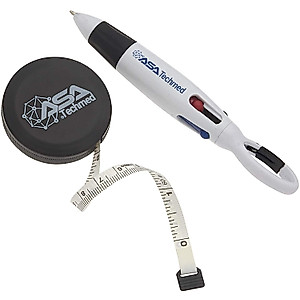 Dual Head Stethoscope w/Snellen Eye Chart, Taylor Percussion Hammer, Otoscope w/Batteries, LED Pupil Gauge Penlight, Retractable Tape Measure, 4 in 1 Color Ballpoint Pen