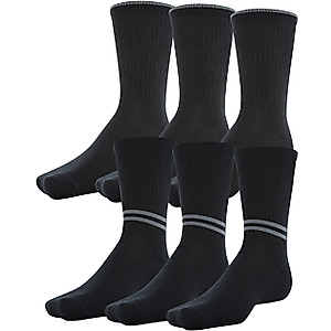 Under Armour Men's Essential Crew Socks, 6-Pairs, Black, Large