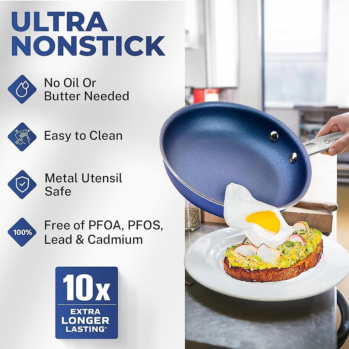 Granitestone 10 Pc Pots and Pans Set Non Stick Cookware Set, Kitchen Cookware Sets, Pot and Pan Set, Pot Set, Diamond Coated Nonstick Cookware Set with Lids, Non Toxic, Dishwasher Safe, Blue…