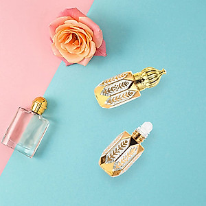 Healeved 3pcs Mini Arabic Crystal Glass Roller Bottles 3ml Gold Refillable Essential Oil Roll On Dispenser Empty Tiny Perfume Sample Container