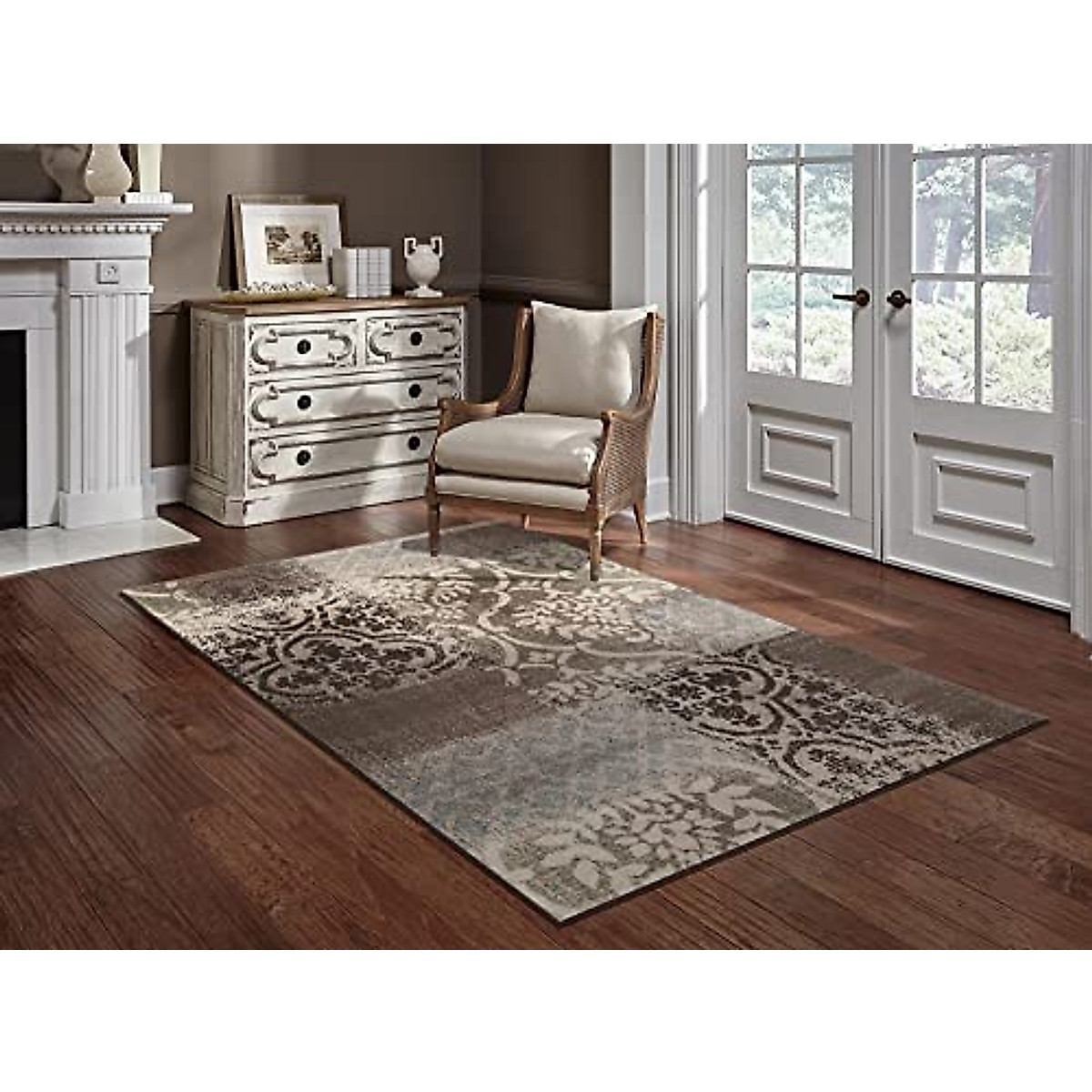 L'Baiet Chrissy Brown Beige Distressed Floral Pattern Mid-Century Modern Indoor 2' x 3' Area Rug