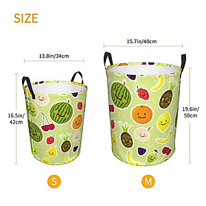 Cute Fruits Laundry Basket Hamper Dirty Clothes Hamper For Laundry Waterproof Laundry Baskets with Handles Storage Basket for Toys Clothes Organizer Bedroom Decor