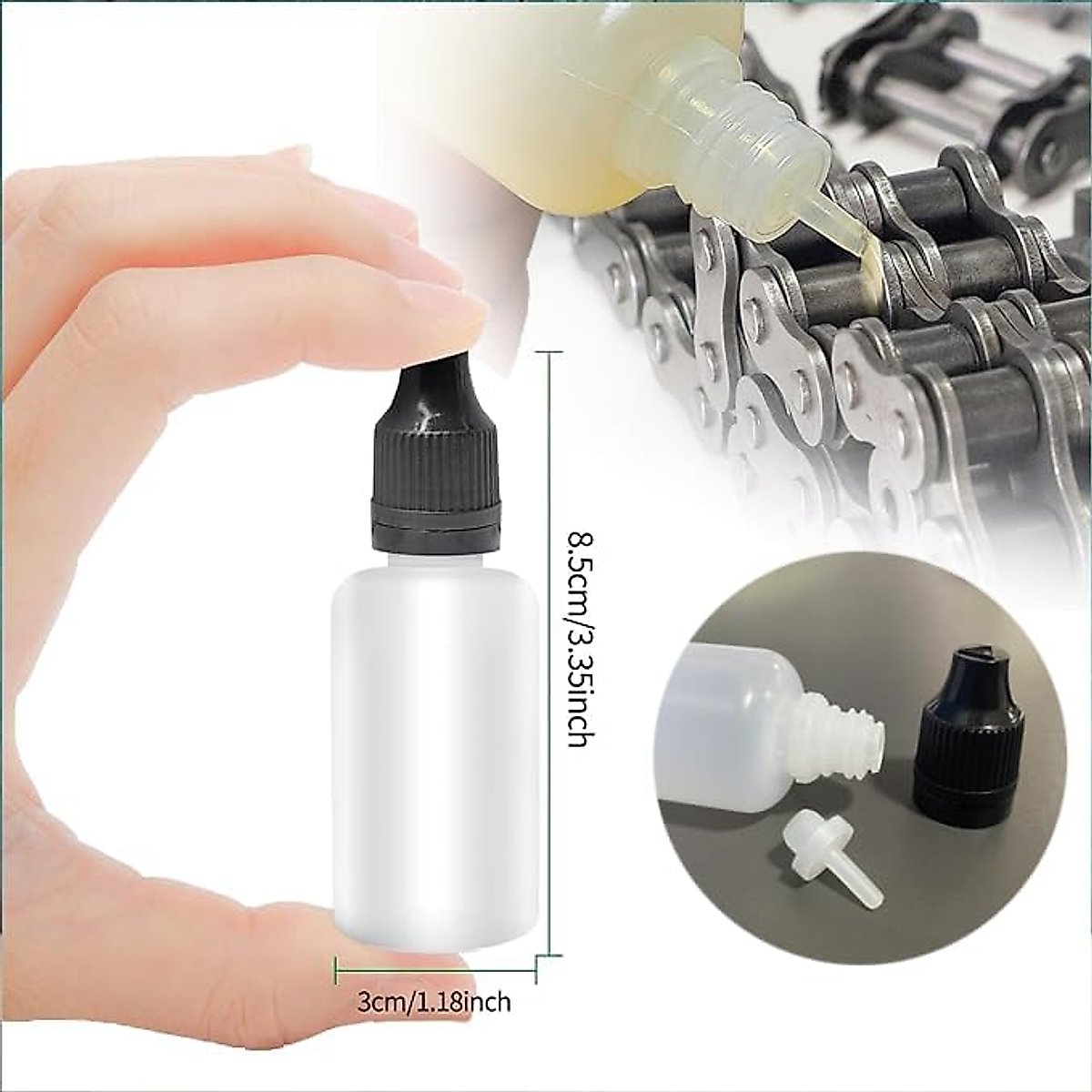 10Pcs 30ml Plastic Eye Liquid Dropper Bottles Squeezable Empty Dropping Bottles With TamperCap（black cap）
