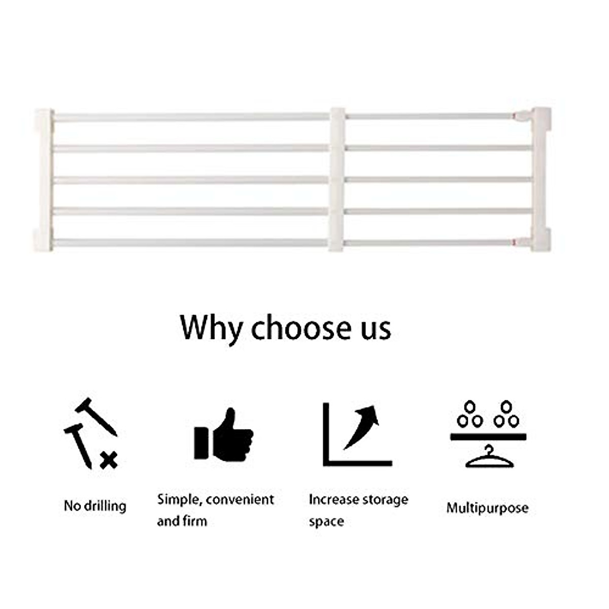 TabEnter Adjustable Shelf Organizer Expandable Closet Shelf and Rod with No Drilling for Wardrobe Cupboard Kitchen Bookcase (18.2" - 29.5")