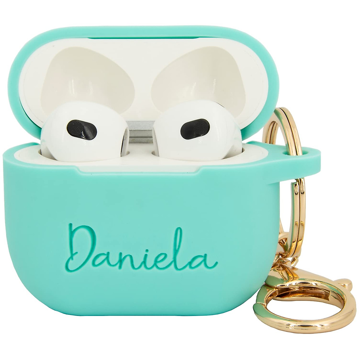 Custom Case Compatible with AirPods 3rd Cover generation With Keychain，Personalized Name Gift Silicon Protective Accessories for Apple Airpods 2nd 1st 3 Pro Birthday for Women Men Girls Boys