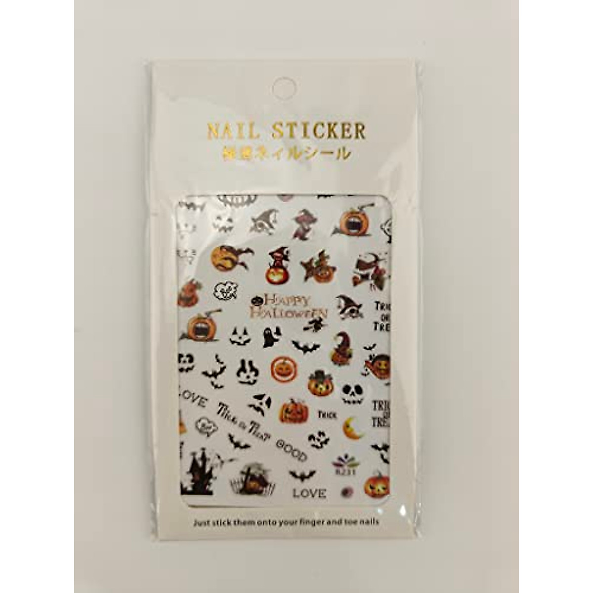 Halloween Nail Art Stickers Decals, Kalolary Self-Adhesive DIY Nail Sticker Decals 3D Design Nail Decorations for Halloween Party Include Pumpkin/Bat/Ghost/Witch(12 Sheets)