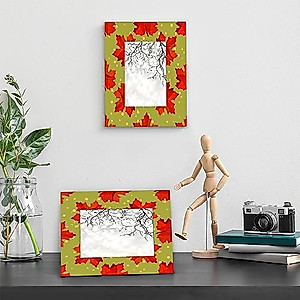 Gublec 5x7 Frame for Wall Decor Maple Leaves Red Wood Photo Frame with High-Clarity Plexiglas Picture Frames for Farmhouse Living Room Office Desk