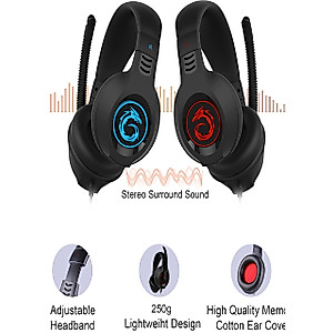 SENICC 3.5mm Stereo Headset with Mic,Over Ear Headphones Wired Gaming Headset with Lightweight Design,Noise Cancelling Musical Earphones for Xbox,Cellphones,MP3,Tablets,Laptop,Desktop Computer