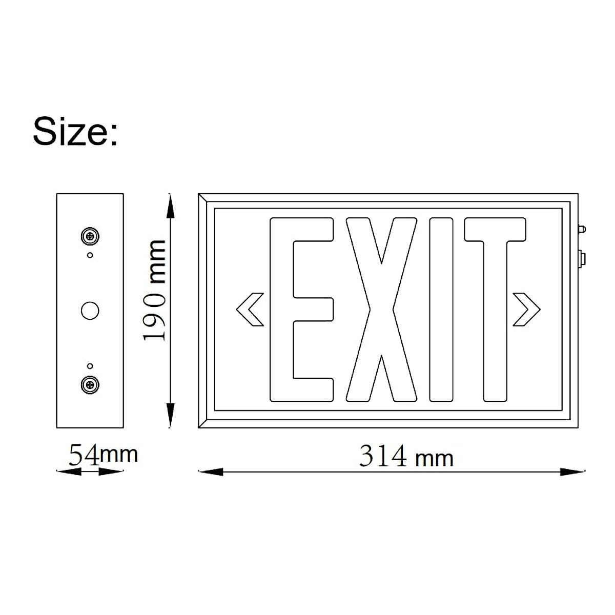 TANLUX Red Exit Sign with Steel Housing, LED Emergency Exit Light with Battery Backup, UL Listed, AC 120/277V, Commercial Emergency Lights for Business