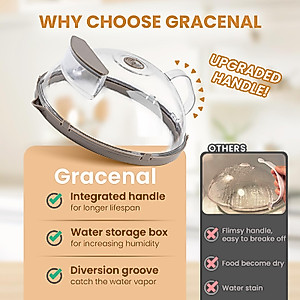 Gracenal Microwave Splatter Cover for Food, Upgraded Microwave Cover with Water Steamer, Integrated Handle, 10” Plate Covers, Splatter Guard, Kitchen Gadgets & Accessories, House Essentials for Gift