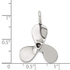 Solid 925 Sterling Silver Pendant 3D Antiqued Large Boat Propeller Charm (28mm x 23mm)