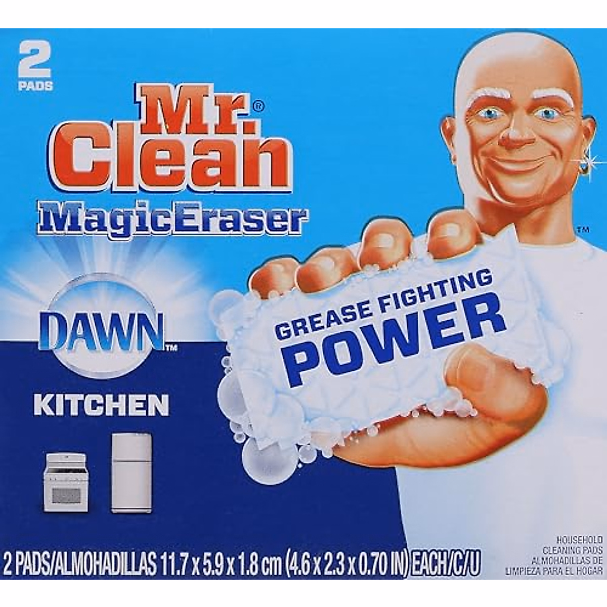 Mr. Clean Magic Eraser Kitchen with Dawn, Cleaning Pads with Durafoam, 2 Count