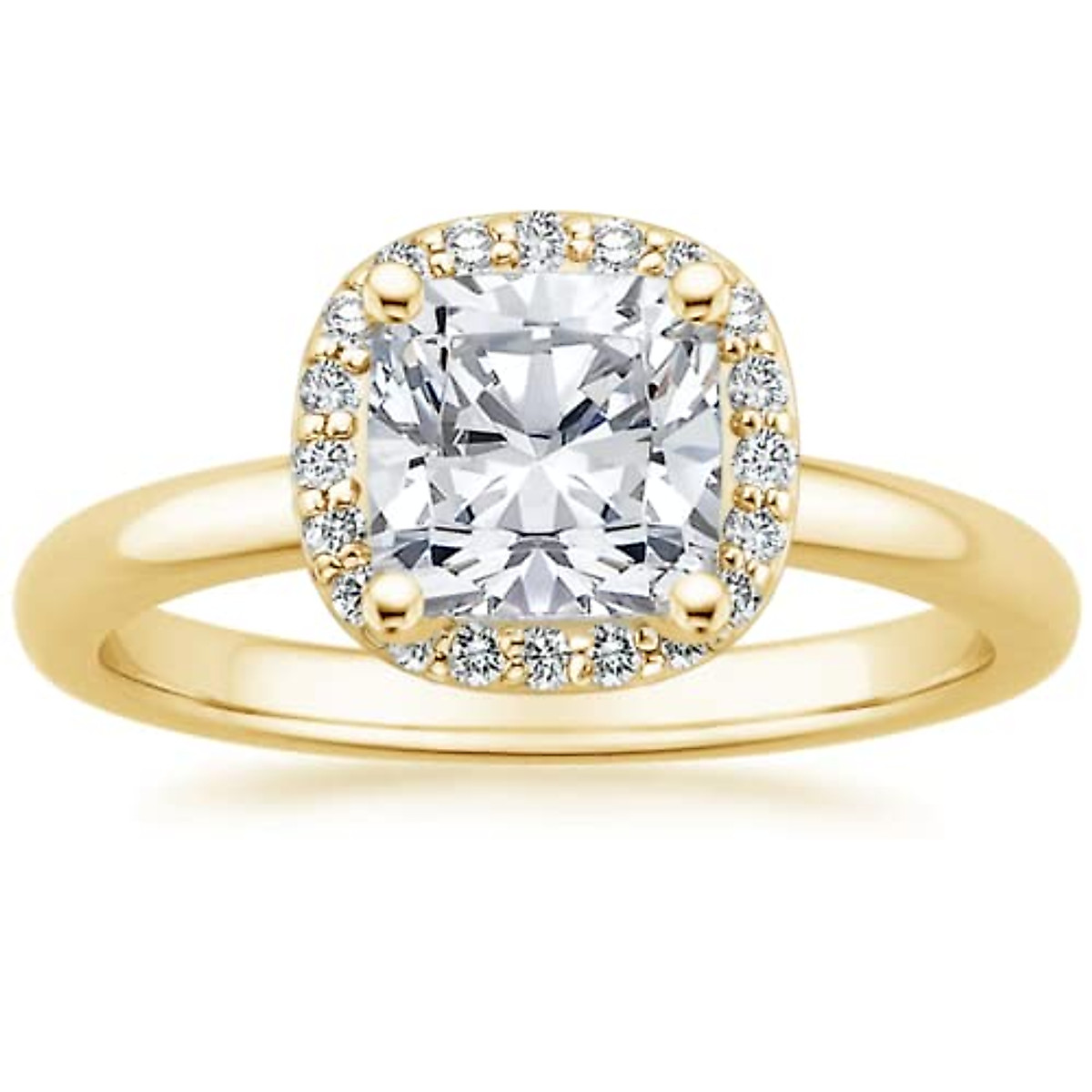 10K Solid Yellow Gold Handmade Engagement Rings 1.5 CT Cushion Cut Moissanite Diamond Solitaire Bridal Wedding Ring for Her Women Minimalist Ring Anniversary Propose Gifts (4.5)