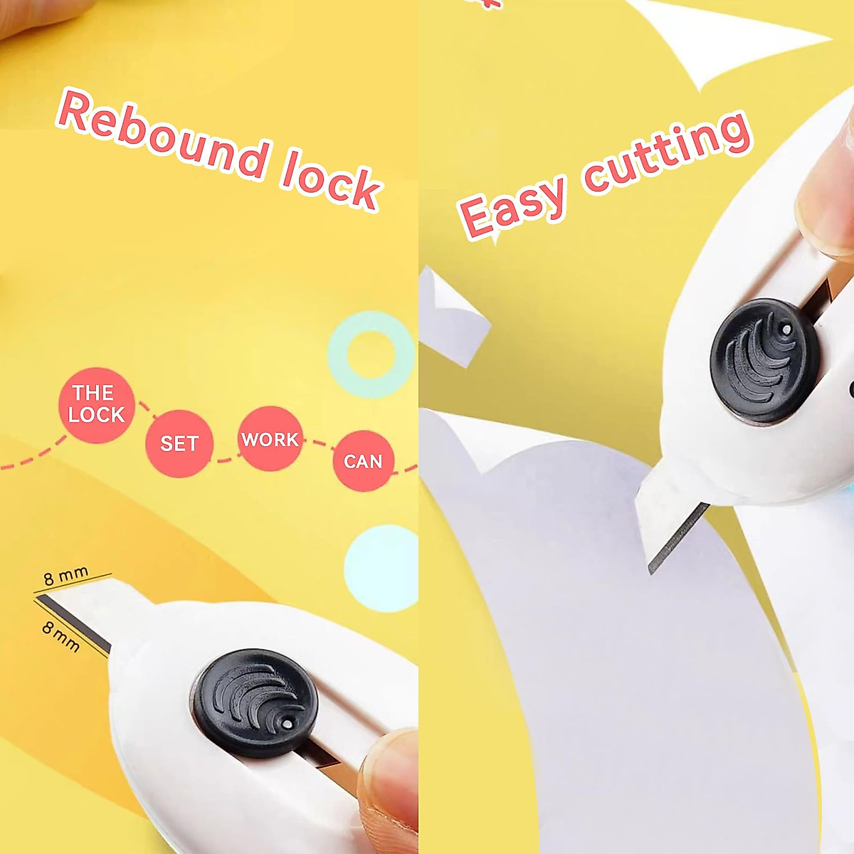 Box Cutters, Box Cutter Retractable, Retractable Box Opener, Package Opener, Easy Slide Retractable Cute Box Cutter for for opening daily express boxes, envelopes, packages and more