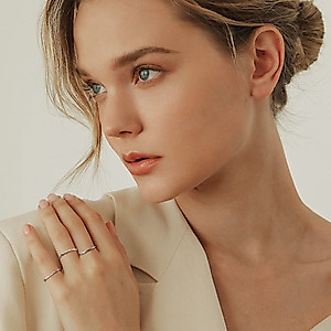 MILACOLATO 3Pcs 925 Sterling Silver Rings for Women Men 18K White Gold Plated Plain Band Knuckle Stacking Thumb Rings Diamond-Cut Wave Stackable Ring Set Comfort Fit Size 8